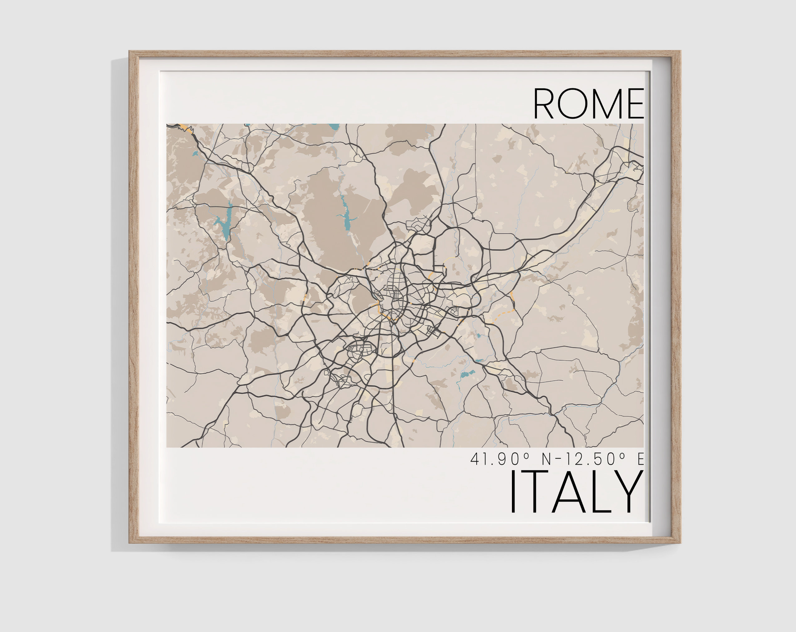 Rome City Map Digital Poster, Minimalist Rome Map Art, Office & Home ...