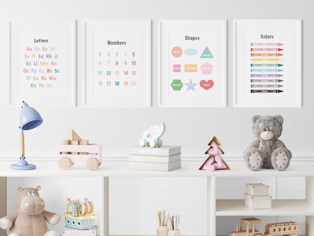 Set of 4 Educational Digital Posters for Kids - Colorful Alphabet ...