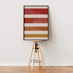 Architectural Decor Digital Poster | Vibrant Technical Drawings Art ...
