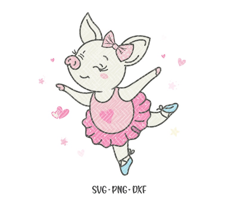 Plotter File Ballerina Pig SVG Eps DXF PNG Cute Pig Clipart Digistamp ...