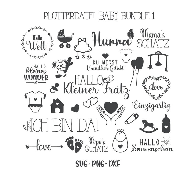 Baby Plotterdatei, Plotter File SVG, Plotting Bundle, Babyparty PNG, Plotter Baby Shower Cricut ...