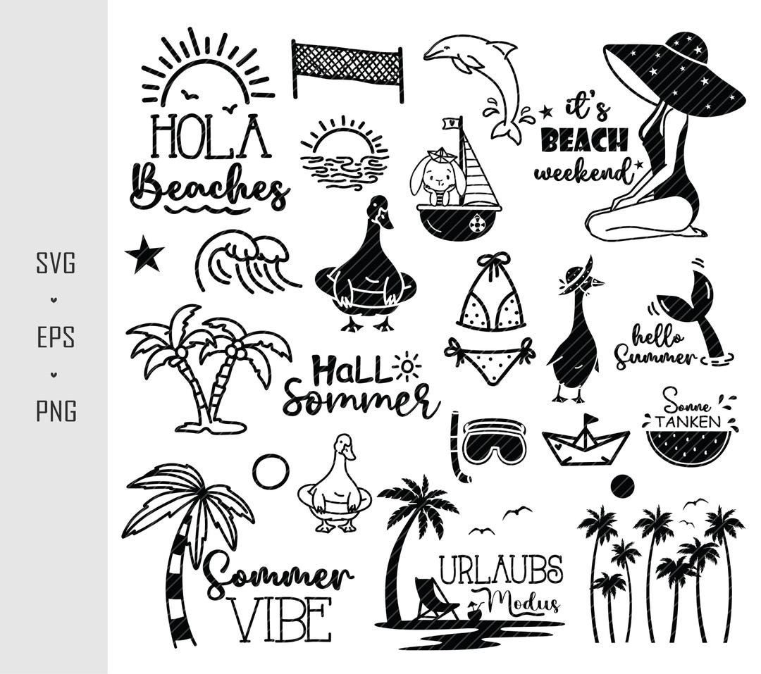 Strand SVG Bundle Swim Beach Life svg Palme,DXF,Schnittdatei,Sonne ...