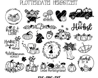Herbst Plotterdatei, Deutscher Herbst Plotterdatei SVG DXF PNG, Hallo Herbst Gruß, Cricut Blatt ...
