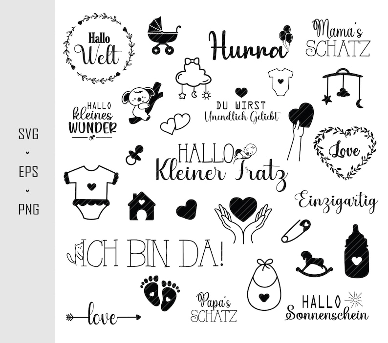 Baby Plotterdatei, Plotterdatei SVG, Plotten Bundle, Babyparty PNG, Plotter Baby Shower Cricut ...