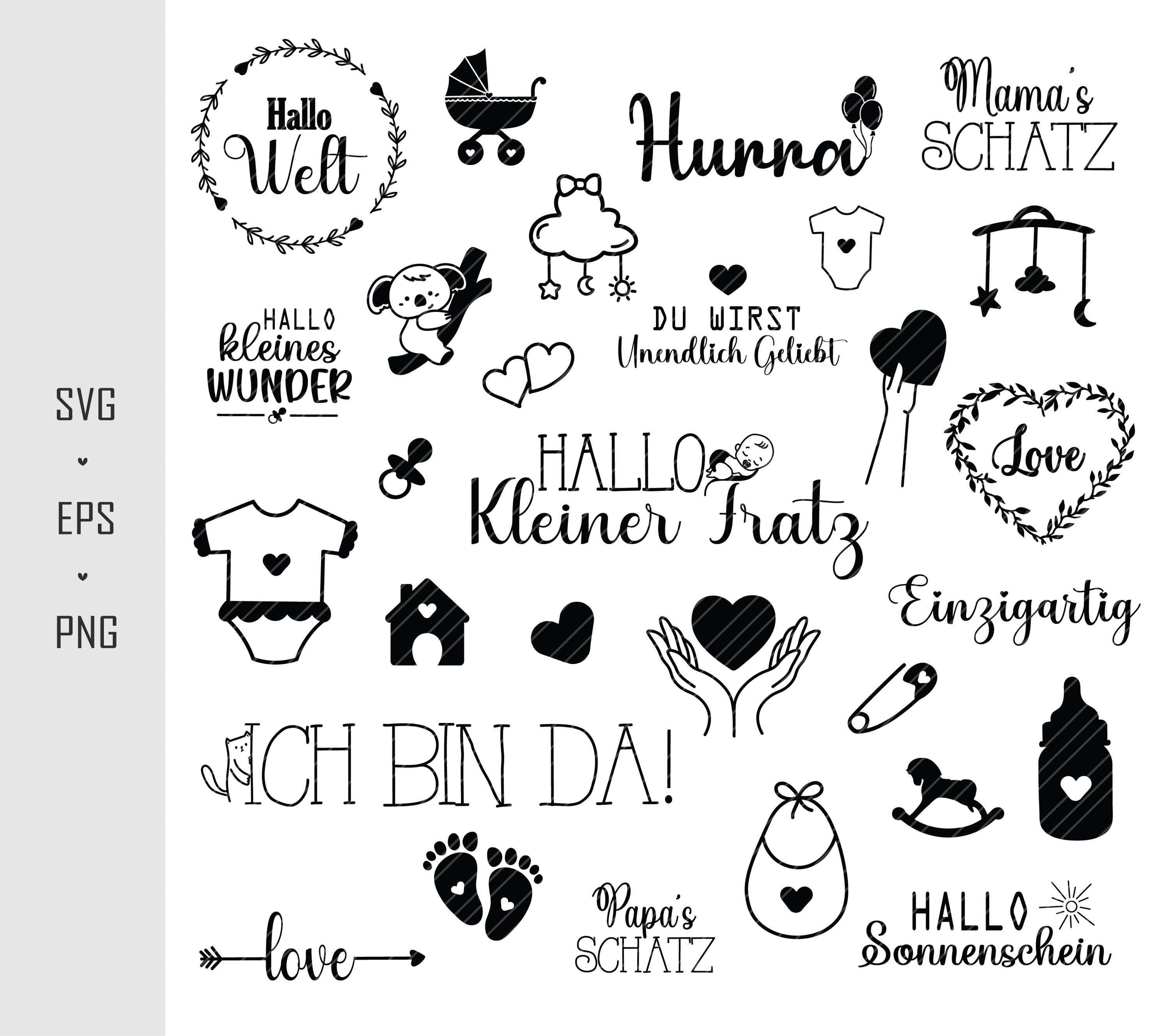 Baby Plotterdatei, Plotterdatei SVG, Plotten Bundle, Babyparty PNG, Plotter Baby Shower Cricut ...