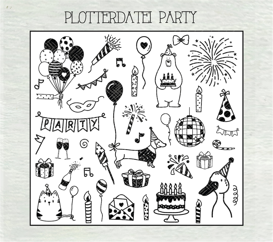 Party Theme Svg, Cute Animals Svg, Party Svg, Cake Svg, Party Cut Files ...