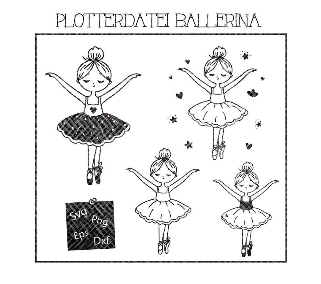 Plotter File Cute Ballerina SVG Eps DXF PNG Ballet Girl, Dancer Cute ...