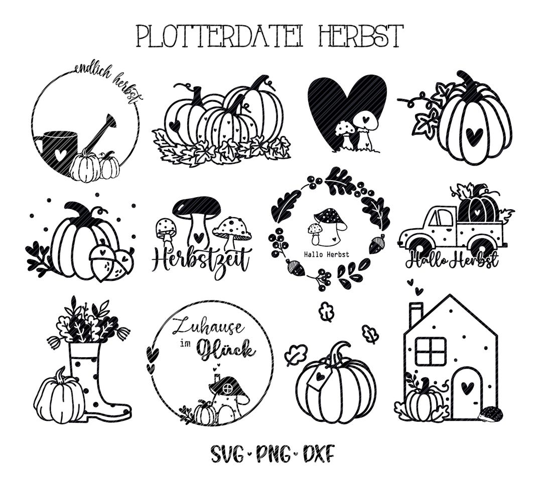 Deutsche Plotterdatei Herbst, Hallo Herbst, Cricut Silhouette Studio Plotterdatei, Herbstzauber ...