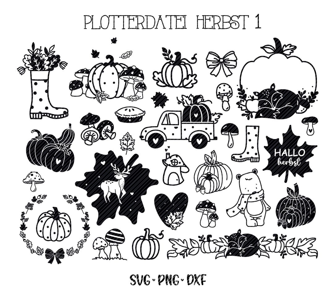 Herbst Plotterdatei, Deutscher Herbst Plotterdatei SVG DXF PNG, Hallo Herbst Gruß, Cricut Blatt ...