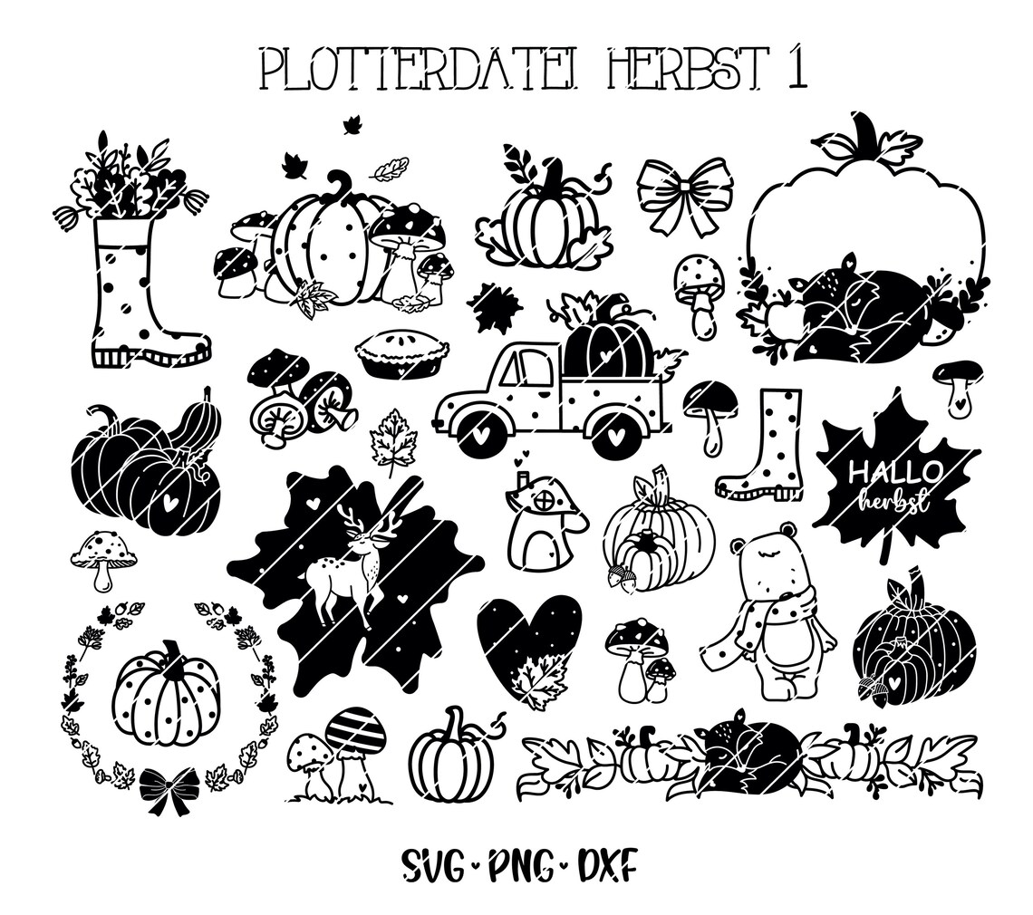 Herbst Plotterdatei, Deutscher Herbst Plotterdatei SVG DXF PNG, Hallo Herbst Gruß, Cricut Blatt ...