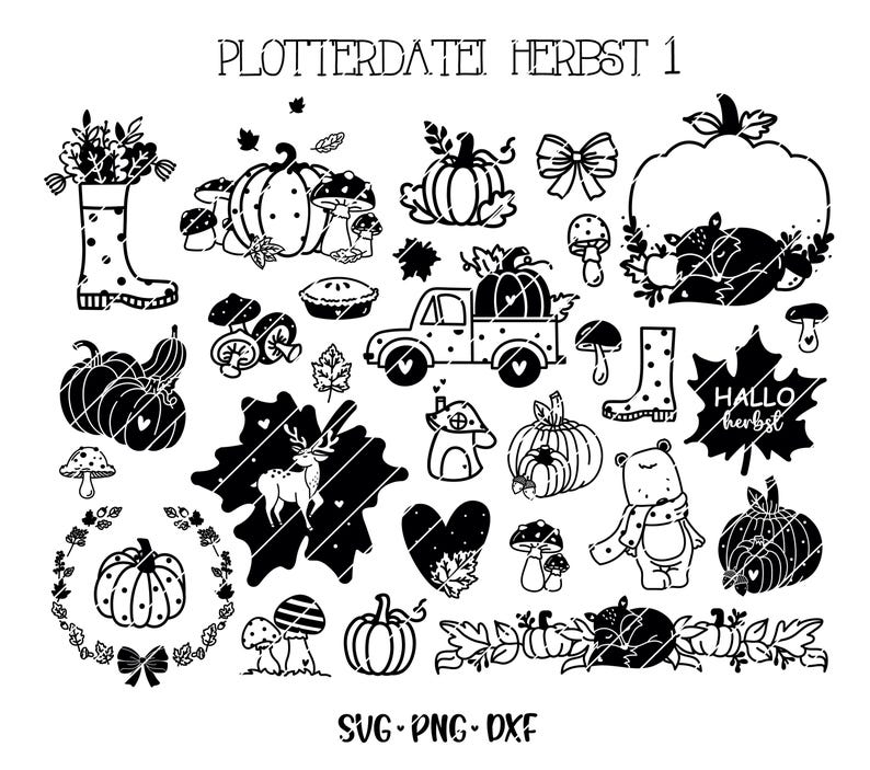 Herbst Plotterdatei, Deutscher Herbst Plotterdatei SVG DXF PNG, Hallo Herbst Gruß, Cricut Blatt ...