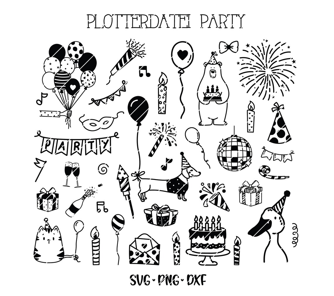 Party Theme Svg, Cute Animals Svg, Party Svg, Cake Svg, Party Cut Files ...