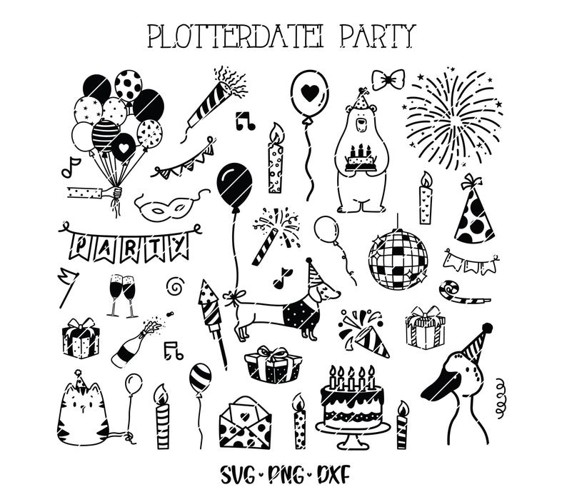 Party Theme Svg, Cute Animals Svg, Party Svg, Cake Svg, Party Cut Files ...