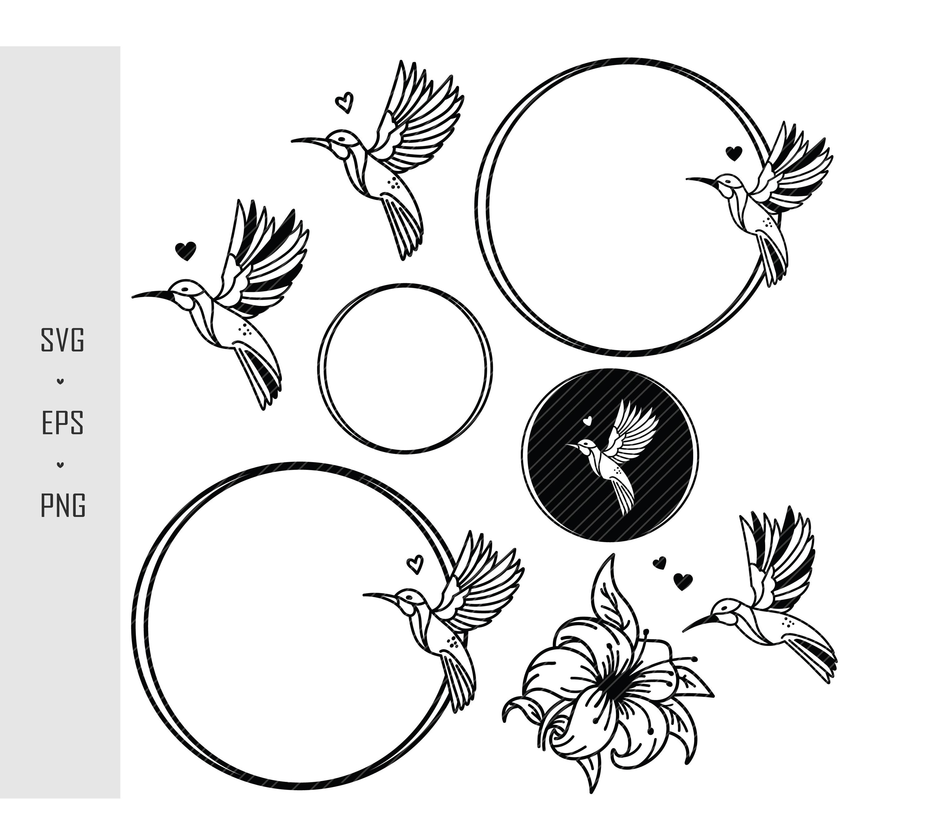 Hummingbird SVG File, Circle Framesvg, Hummingbird and Flowers Svg ...