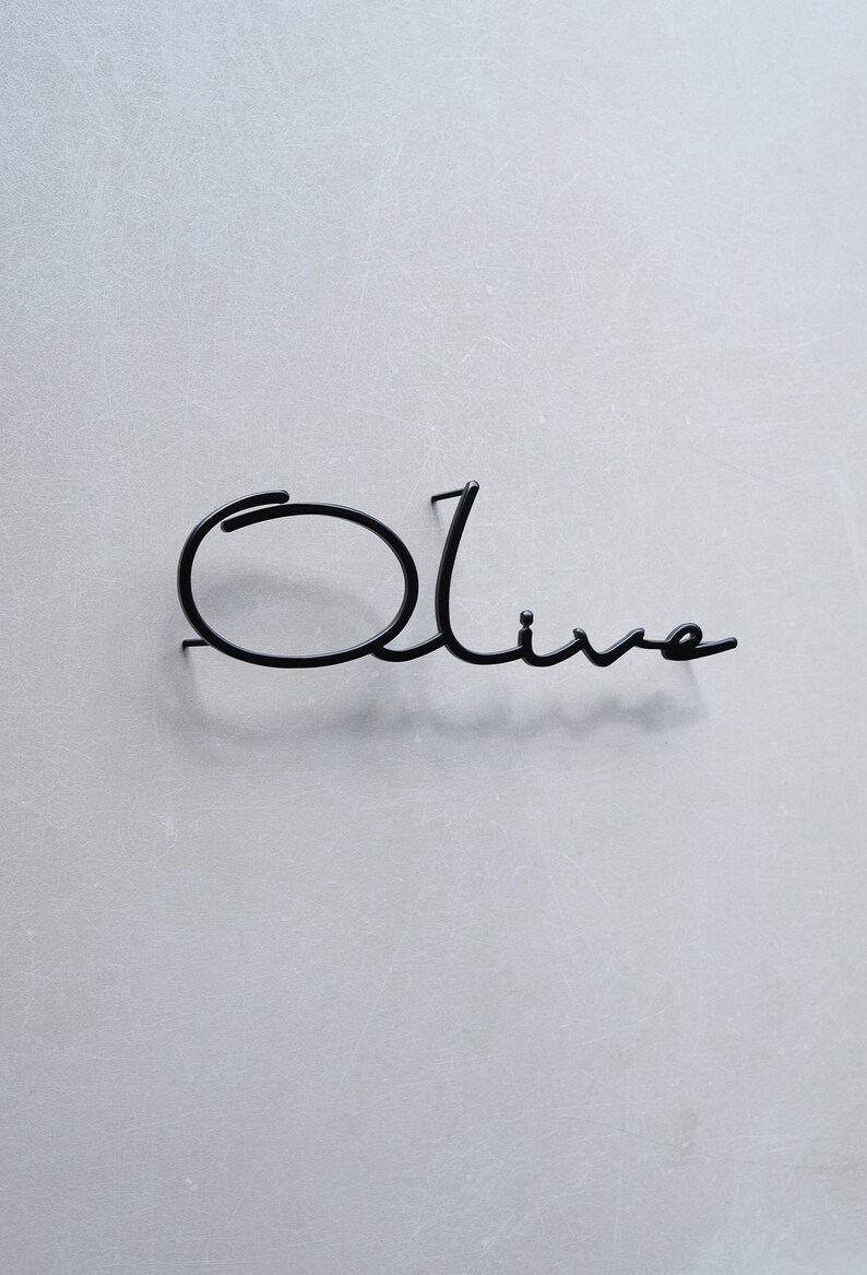 Personalized Cursive Metal Wall Sign Custom Name and Surname Indoor and ...