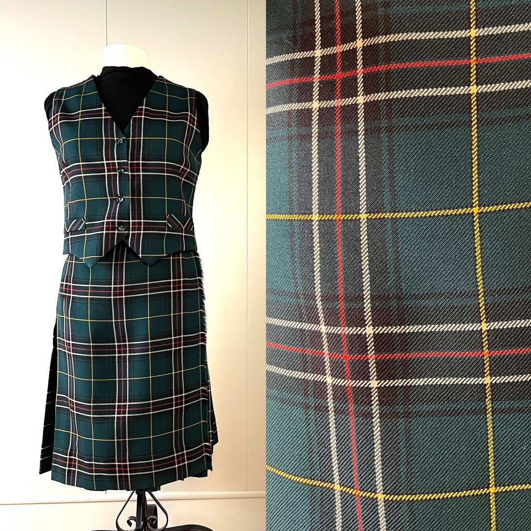 AS IS Vintage Kilt and Vest Ladies Weskit Waistcoat Matching Green ...