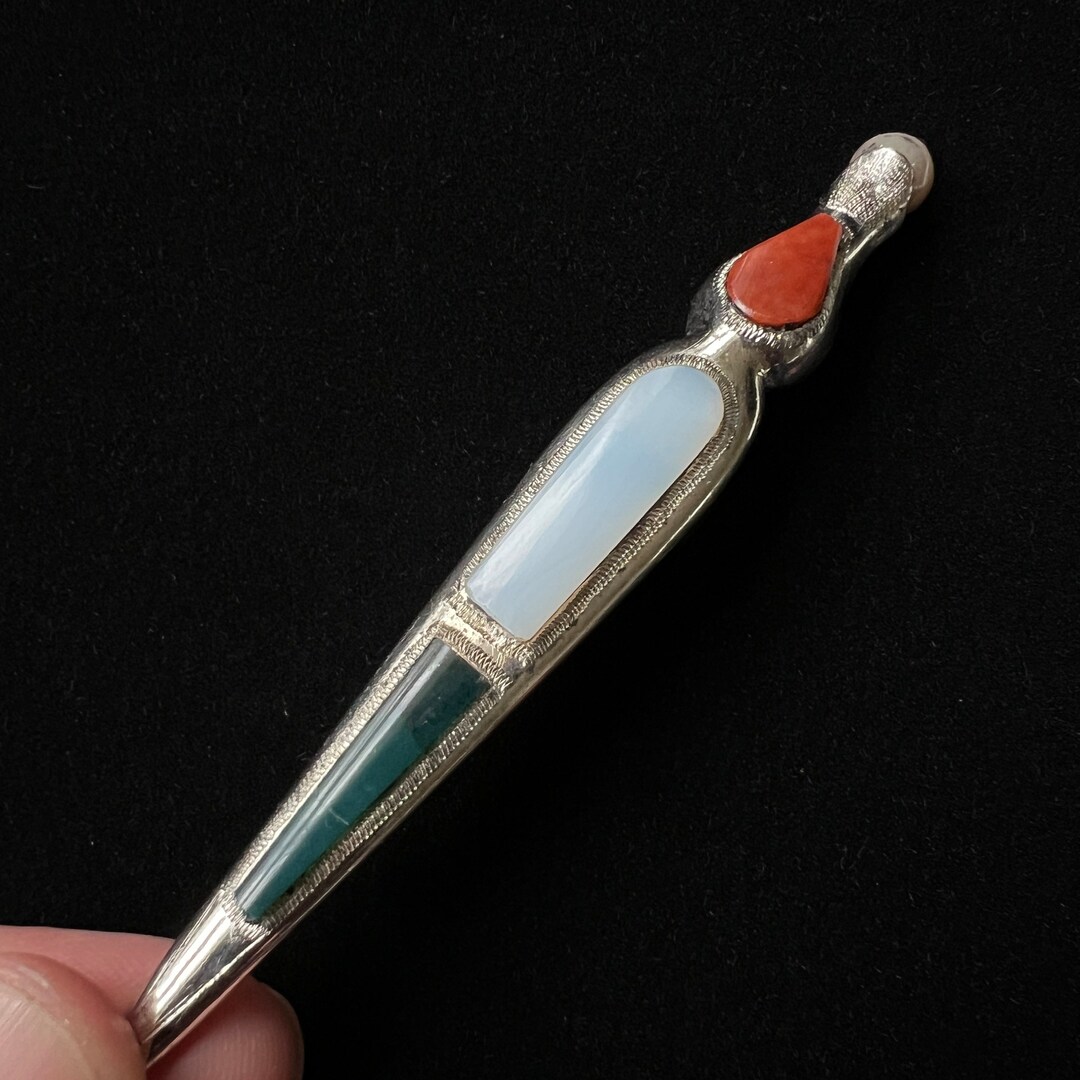 AS IS Large Vintage Kilt Pin Dagger Robert Allison Brooch Agate Sgian ...