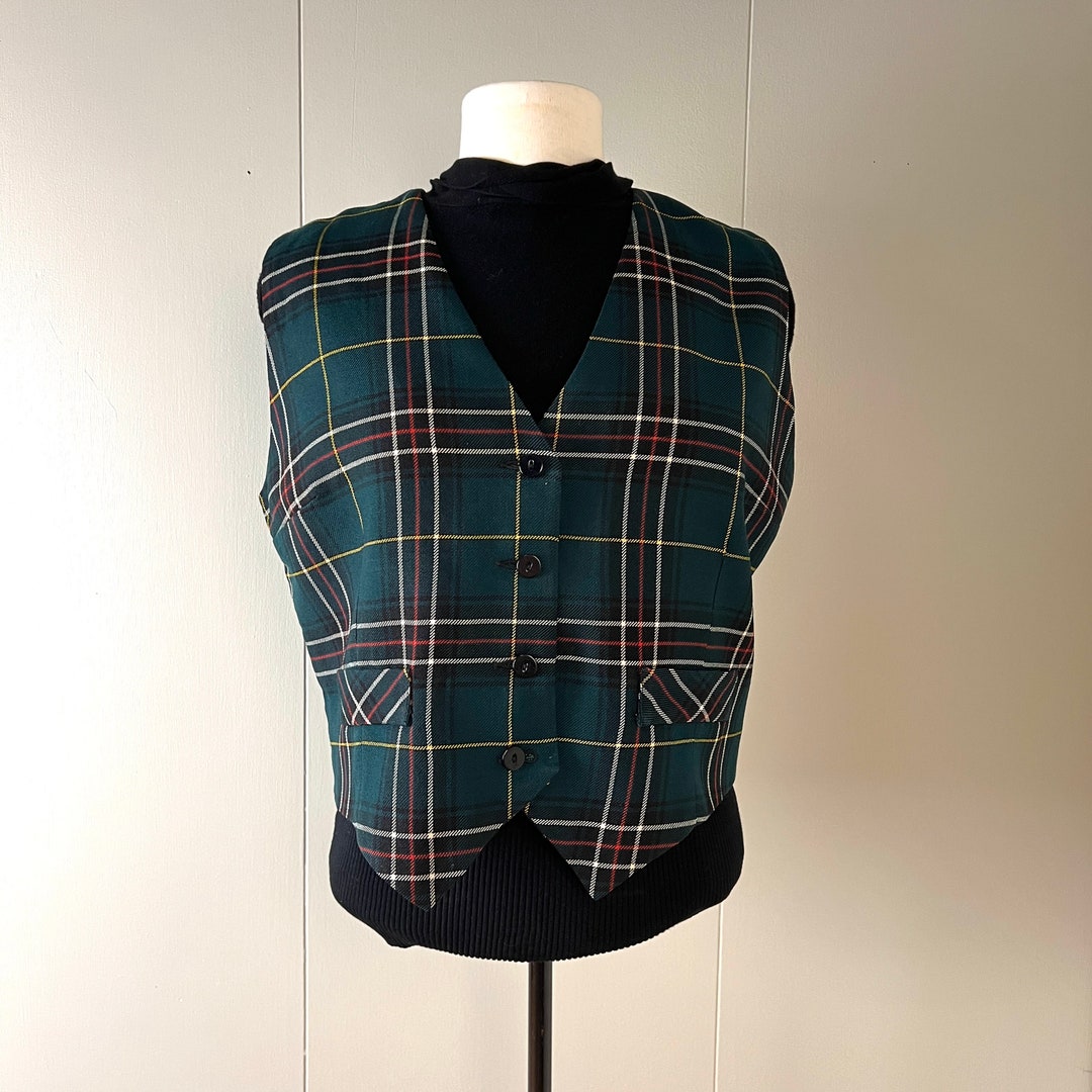 Ladies Tartan Vest Weskit Waistcoat 100 Percent Wool Vintage Plaid ...