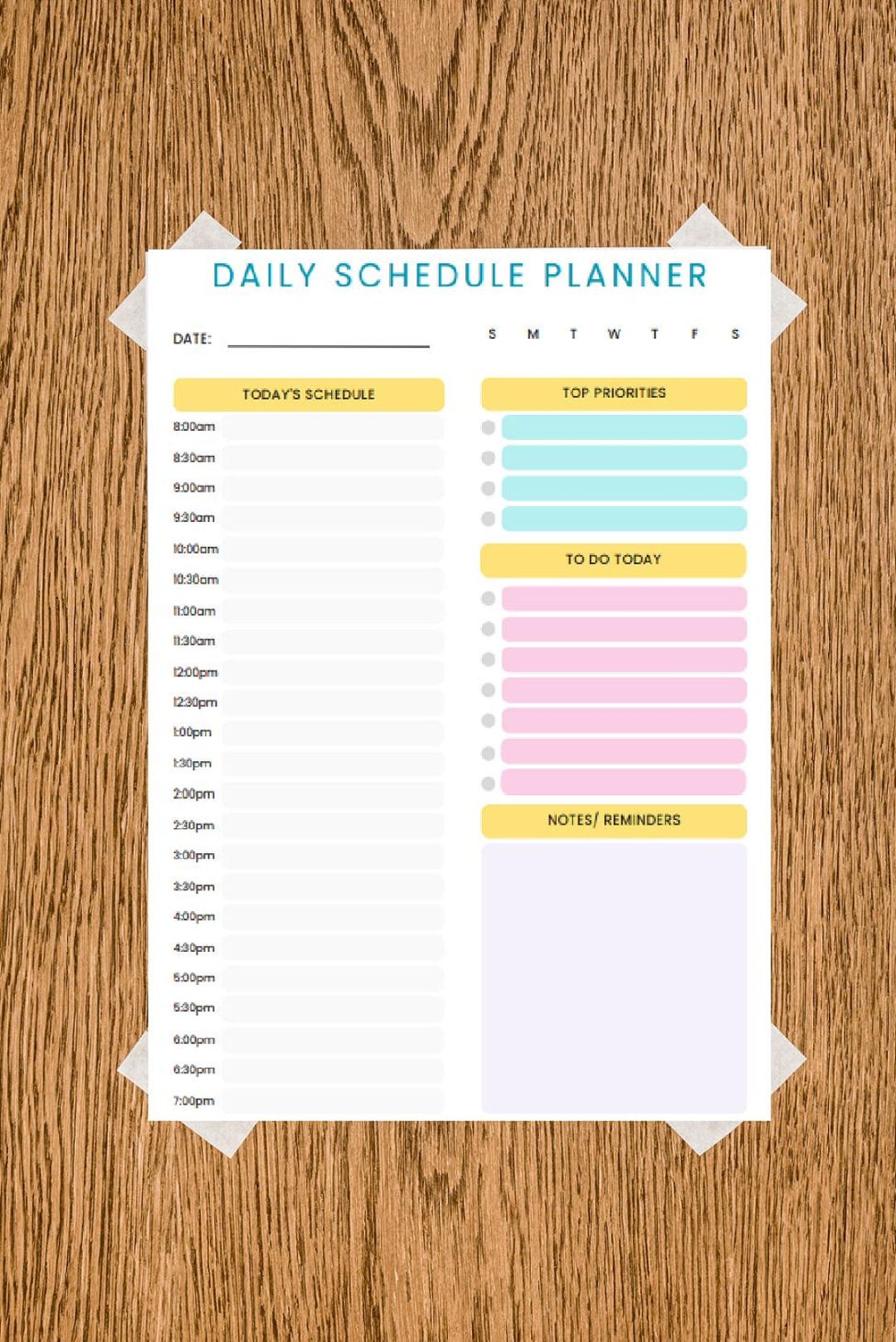 Printable Daily Schedule Planner | Pastel Minimalist Design | Hourly ...