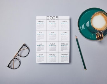 2025 Digital Calendar | Minimalist Planner Template | Printable Monthly ...
