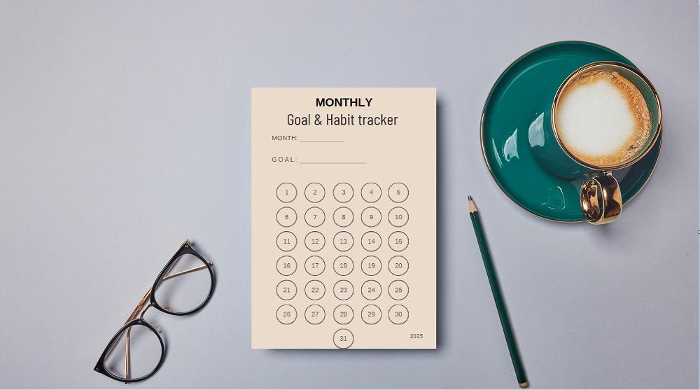 31-day Monthly Habit Tracker | Printable A4 PDF | Goal & Productivity ...