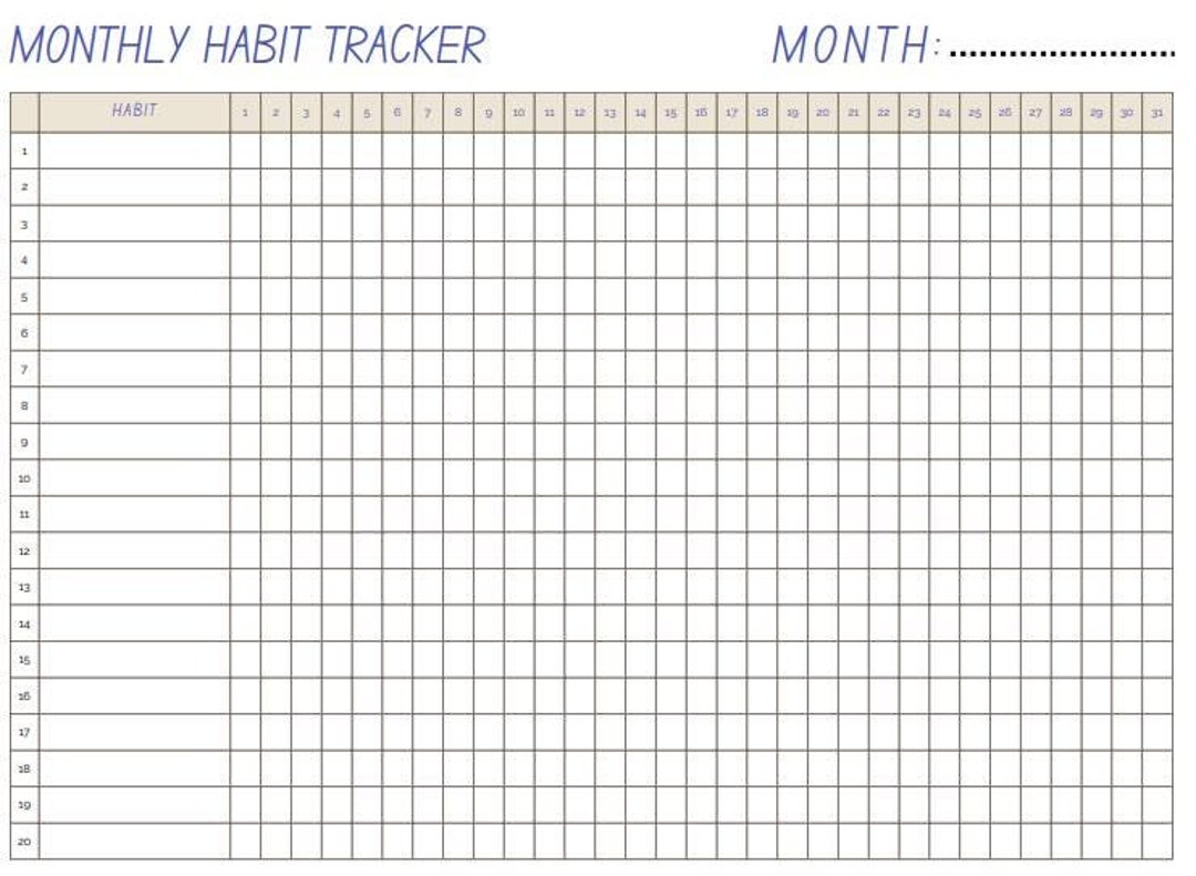 Simple Habit Tracker Printable | Monthly Habit Planner | Digital ...