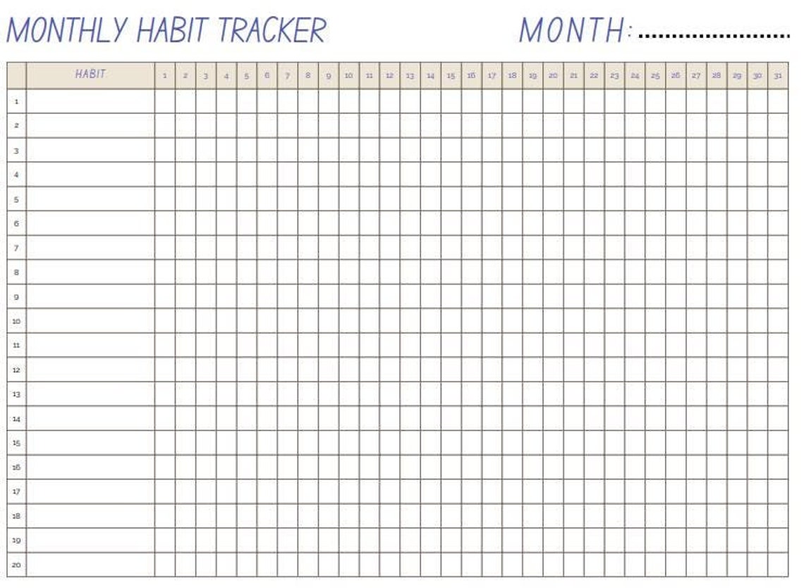 Simple Habit Tracker Printable | Monthly Habit Planner | Digital ...