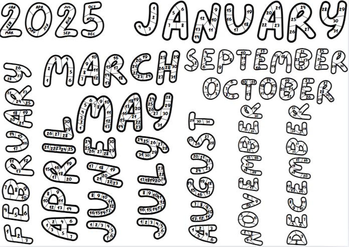 2025 Colour-in Calendar | Printable Daily & Monthly Calendar | Fun ...