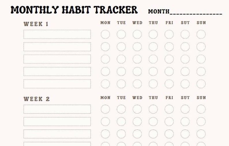 Pastel Monthly Habit Tracker | Week by Week Log (digital Download) - Etsy
