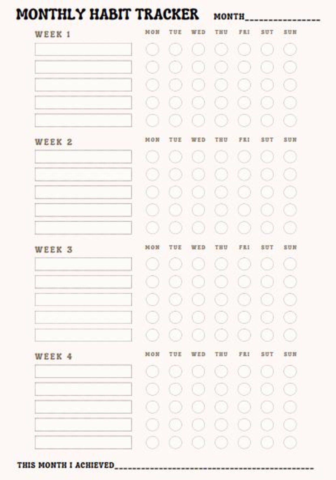 Pastel Monthly Habit Tracker | Week by Week Log (digital Download) - Etsy