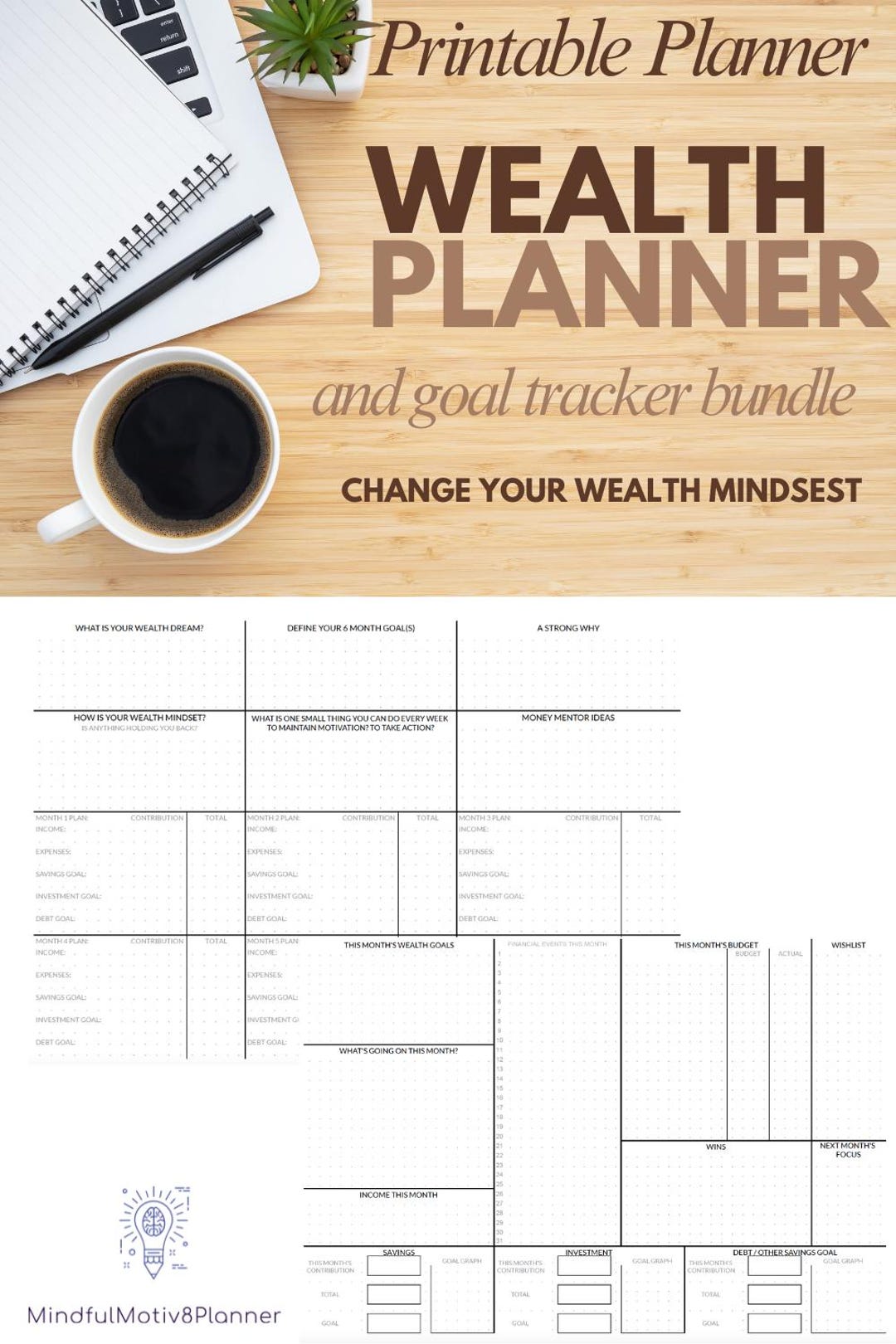 US Letter Size Wealth Printable Planner|financial Planner|debt Tracker ...