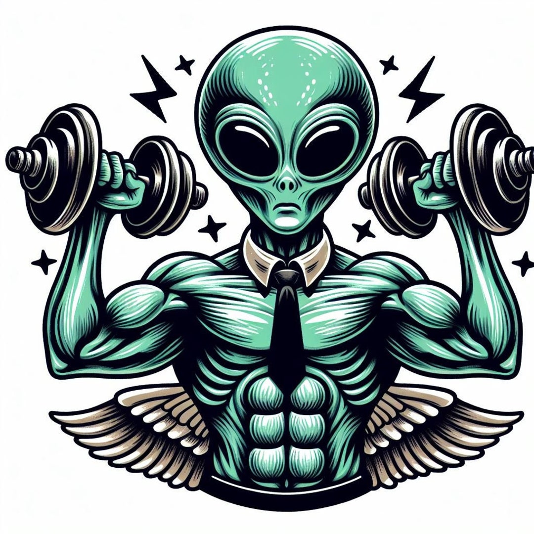Alien Workout Sticker - Etsy