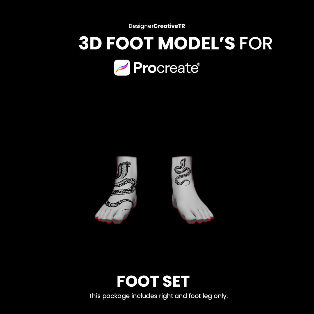 Procreate 3D Tattoo Model, 3D Foot, 3D Procreate Foot, 3D Model ...