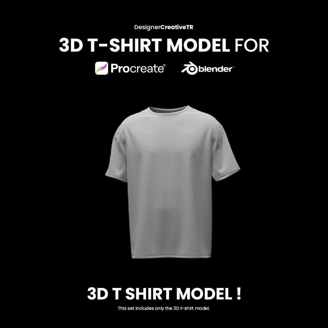 3D T-shirt Model for Procreate & Blender - Etsy