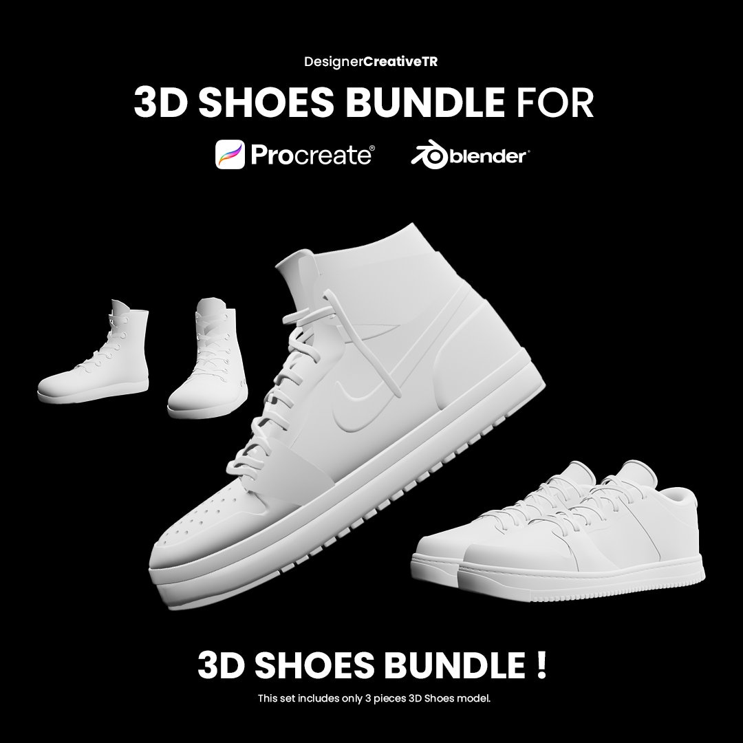 3D Shoes Bundle, 3D Procreate Shoes, 3D Shoes, 3D Model, 3D Man Shoes ...