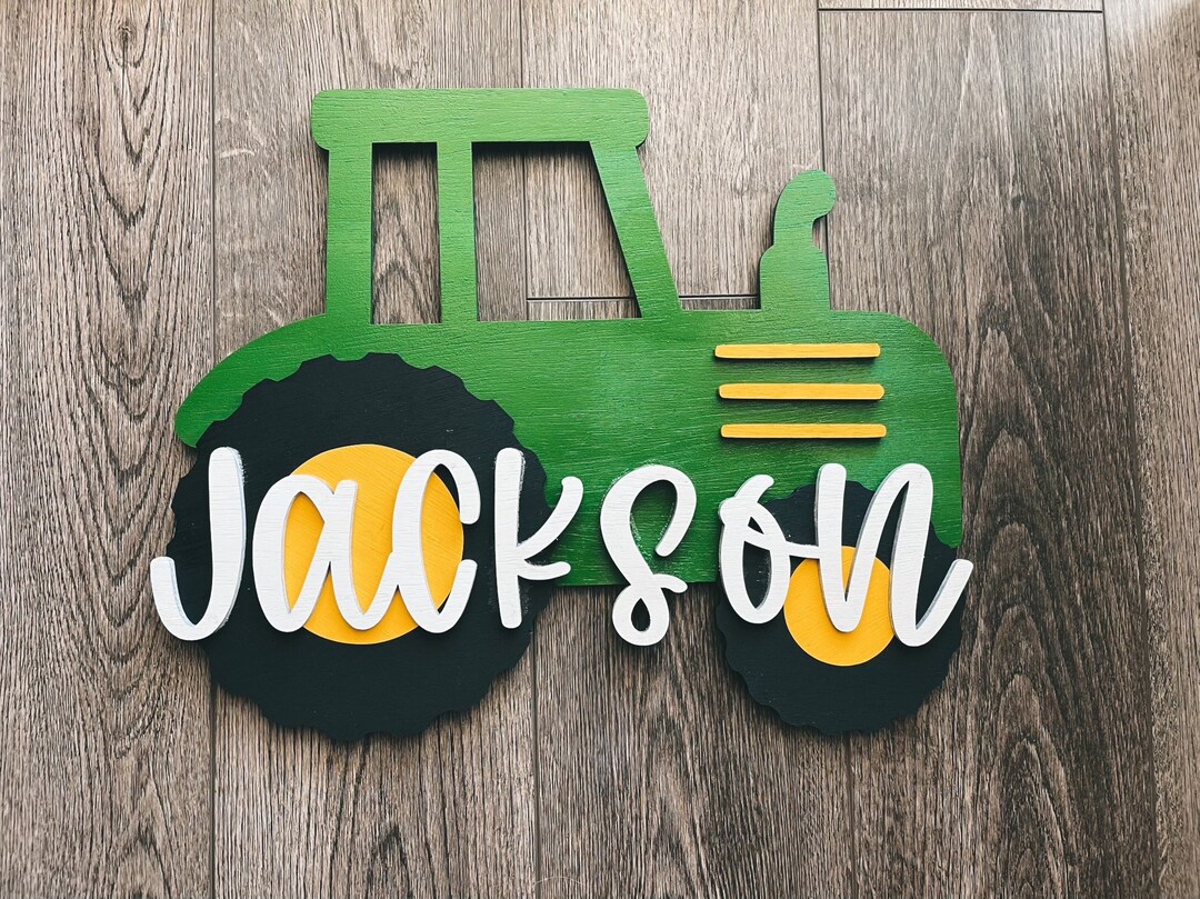 Custom Tractor Wood Sign Kids Layered 3D Decor for Nursery Homemade ...