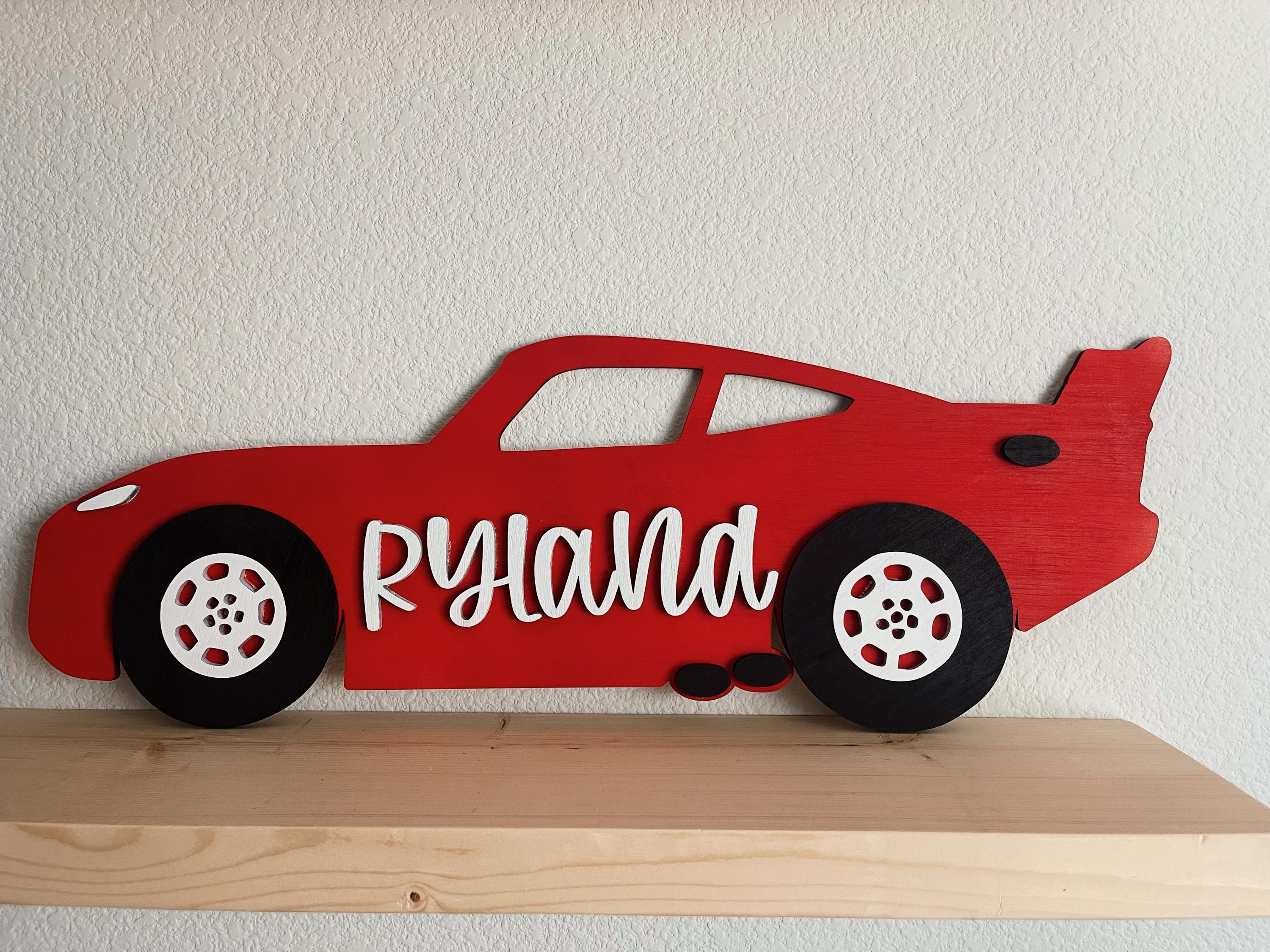 Custom Racecar Wood Sign Kids Layered 3D Decor for Nursery Homemade ...