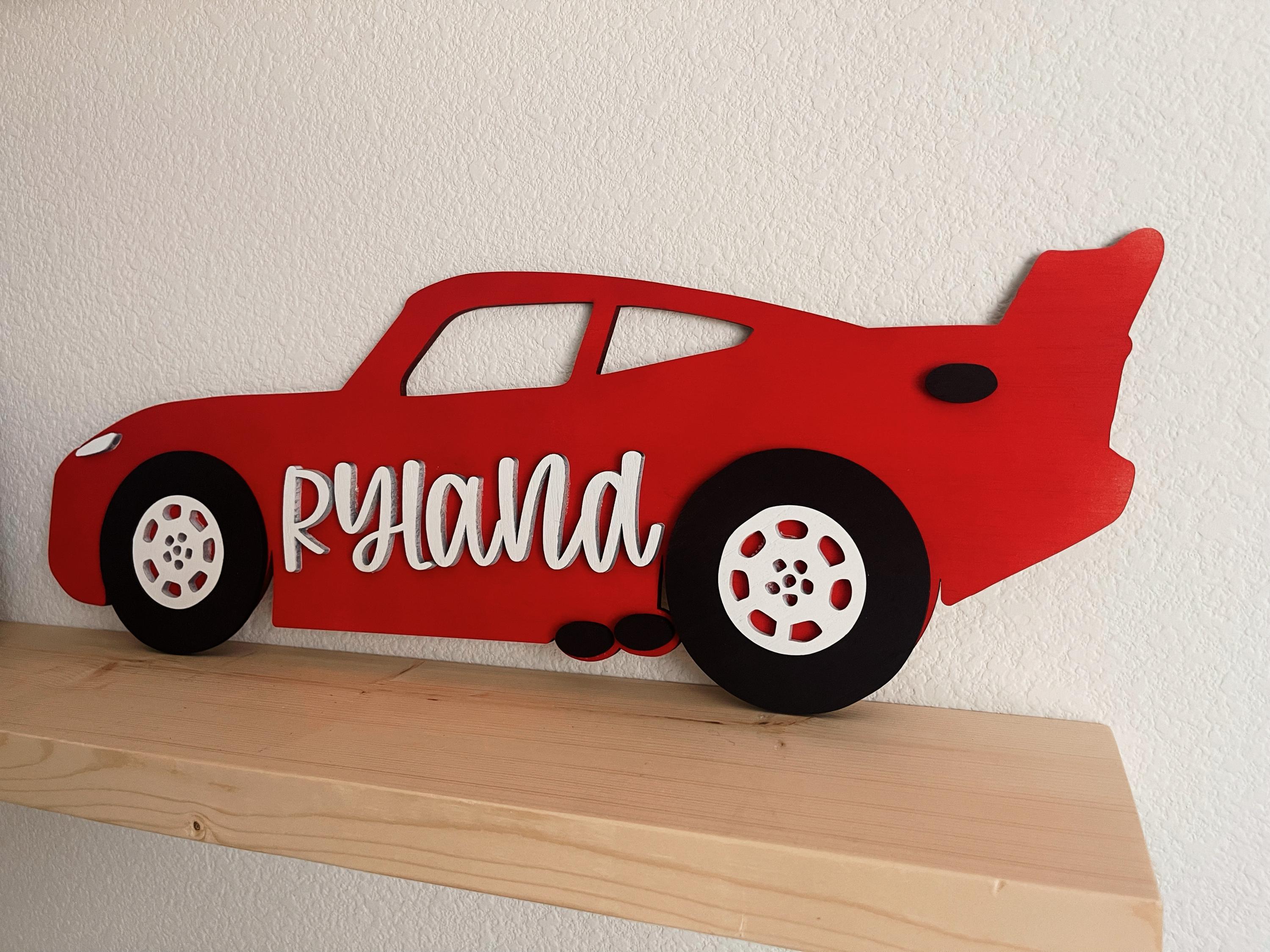 Custom Racecar Wood Sign Kids Layered 3D Decor for Nursery Homemade ...
