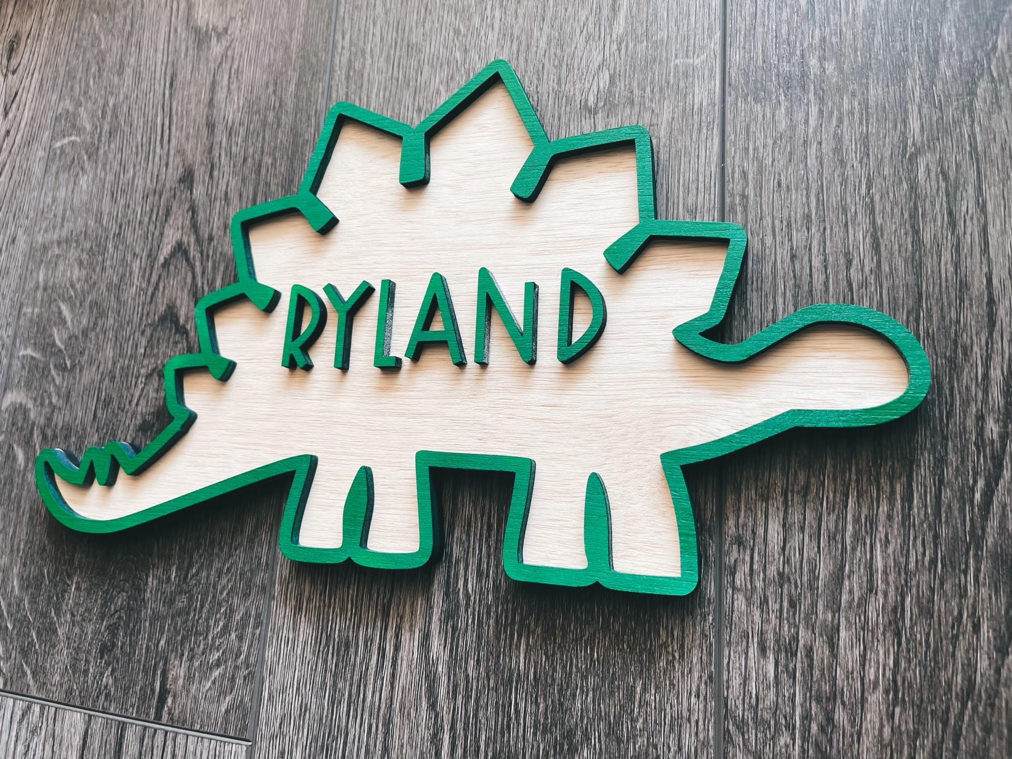 Dinosaur Customizeable Wood Sign Kids Layered 3D Decor for Nursery ...