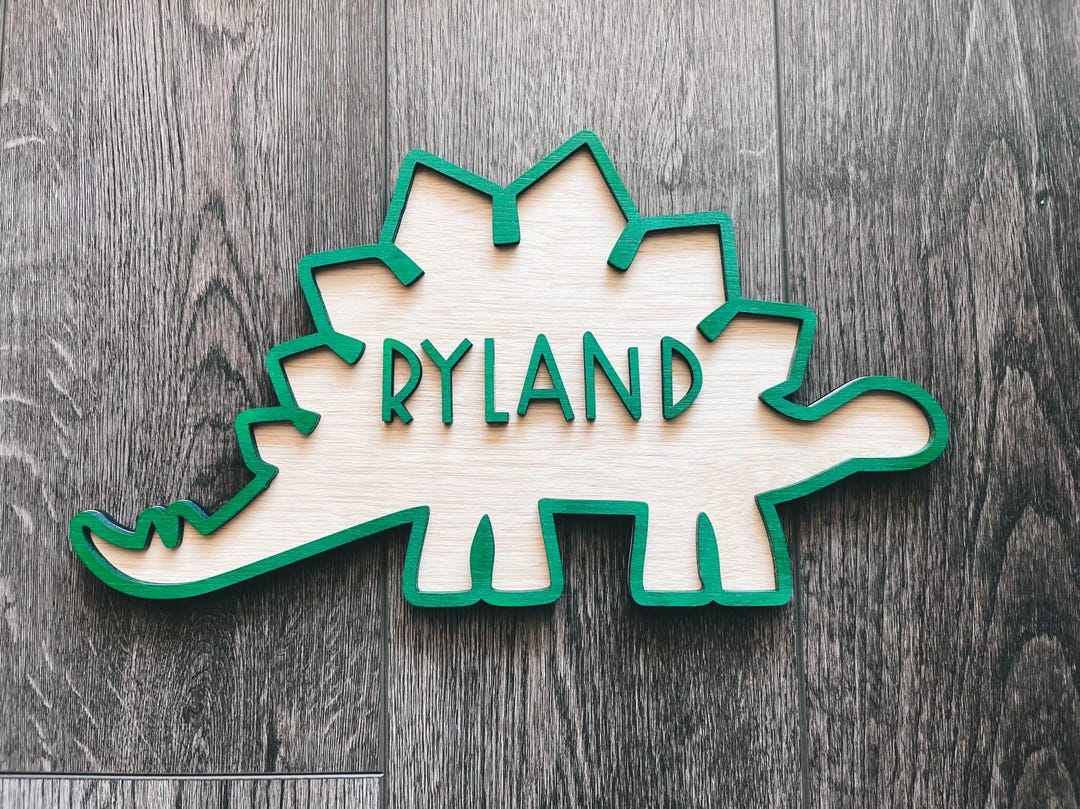 Dinosaur Customizeable Wood Sign Kids Layered 3D Decor for Nursery ...