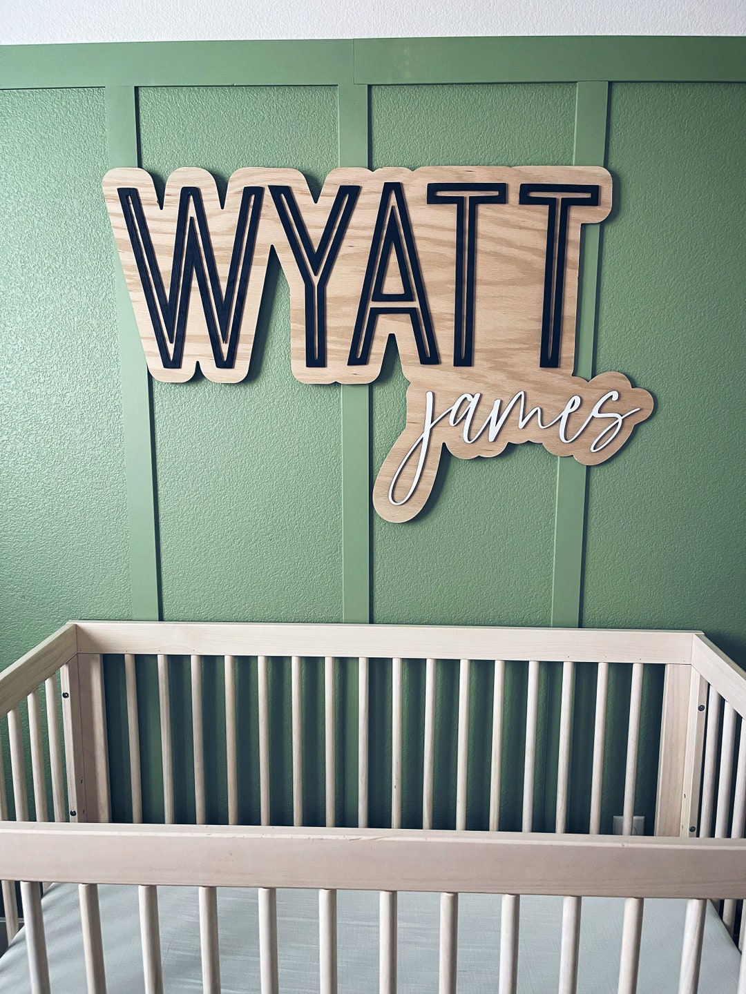 Large 3D Custom Wood Sign Kids First Name Middle Name Wall Art Homemade ...