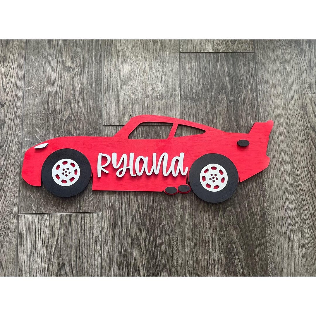 Custom Racecar Wood Sign Kids Layered 3D Decor for Nursery Homemade ...