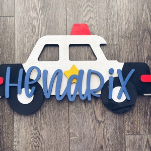 Custom Police Car Wood Sign Kids Layered 3D Decor for Nursery Homemade ...