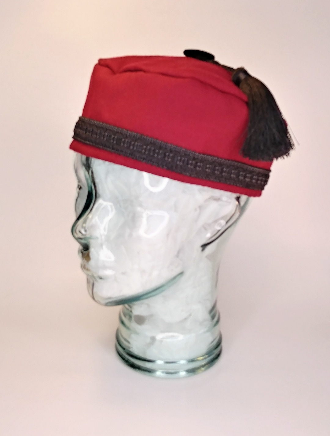 The Headmaster’s Hat – Burgundy Wool Smoking Cap With Tassel, Warm ...