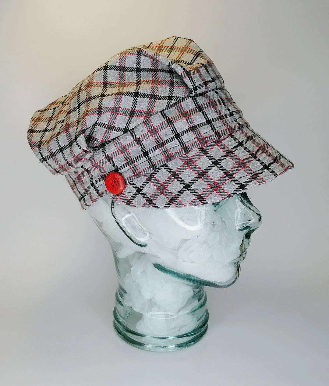 Plaid Wool Newsboy Cap: Retro 1960s Style Hat - Etsy