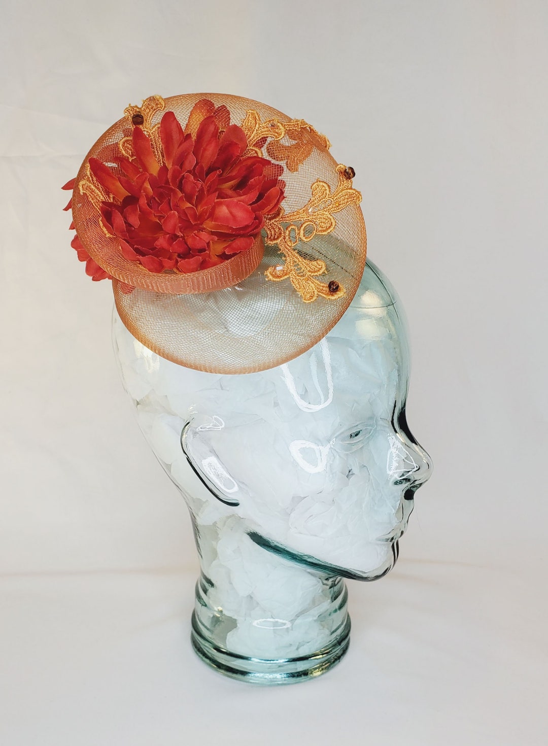 Baroque Fascinator, Orange Fascinator, Wedding Fascinator, Tea Party ...