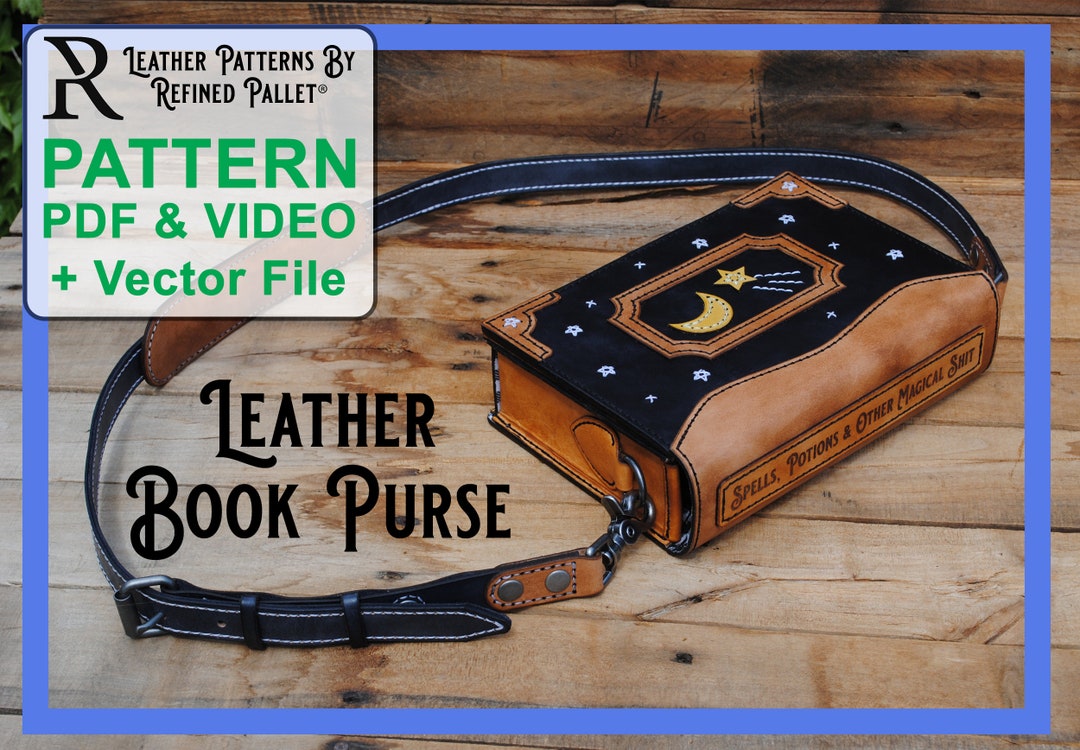 Leather Book Purse - Digital Pattern, Printable PDF & Vector Files - Etsy