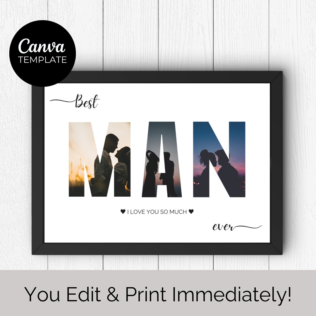 Best MAN Photo Collage, Canva Photo Collage, DIY Canva Template, Man ...