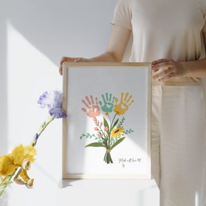 Flower Handprint Craft Art, Printable Mothers Day,for Mom or Grandma ...