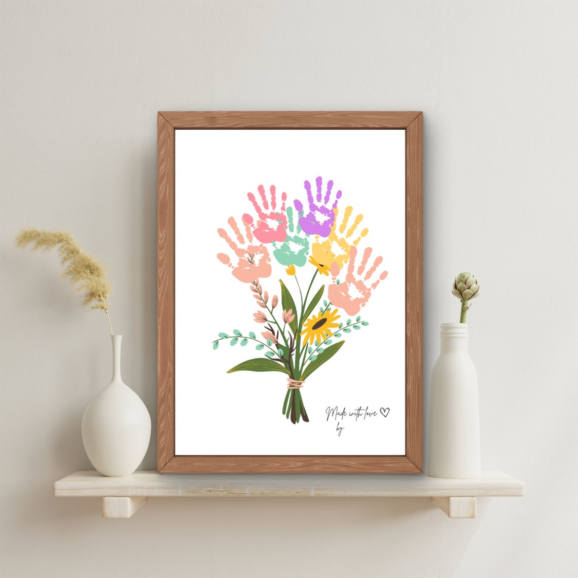 Flower Handprint Craft Art, Printable Mothers Day,for Mom or Grandma ...